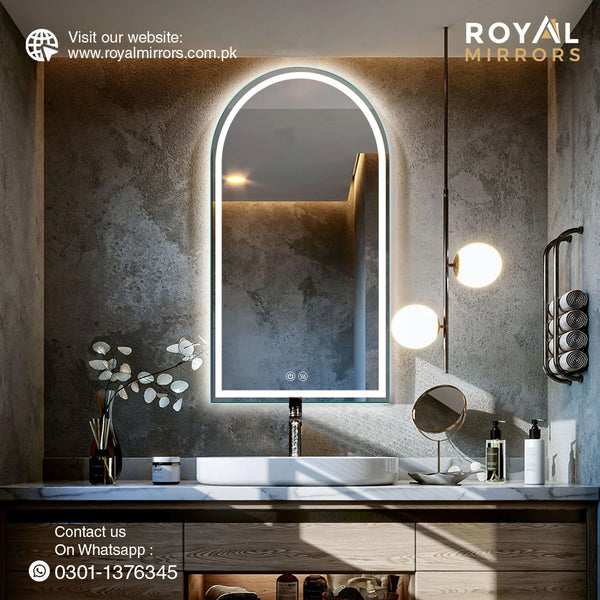 Oval LED Bathroom Mirror| Half Eclipse Wall Mounted Mirror – Royal Mirrors