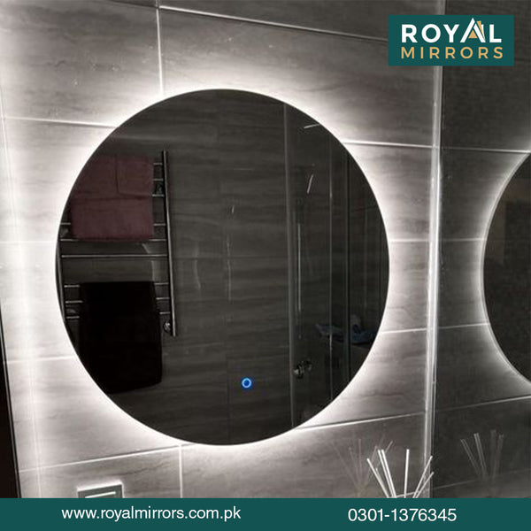 Smart Round Touch LED Mirror with Light Illuminated Wall Mounted Bathr ...